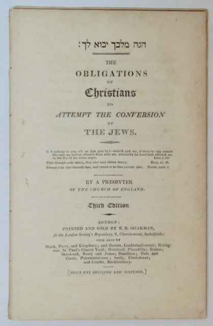 The Obligations of Christians to attempt the Conversion of the Jews (1 ...