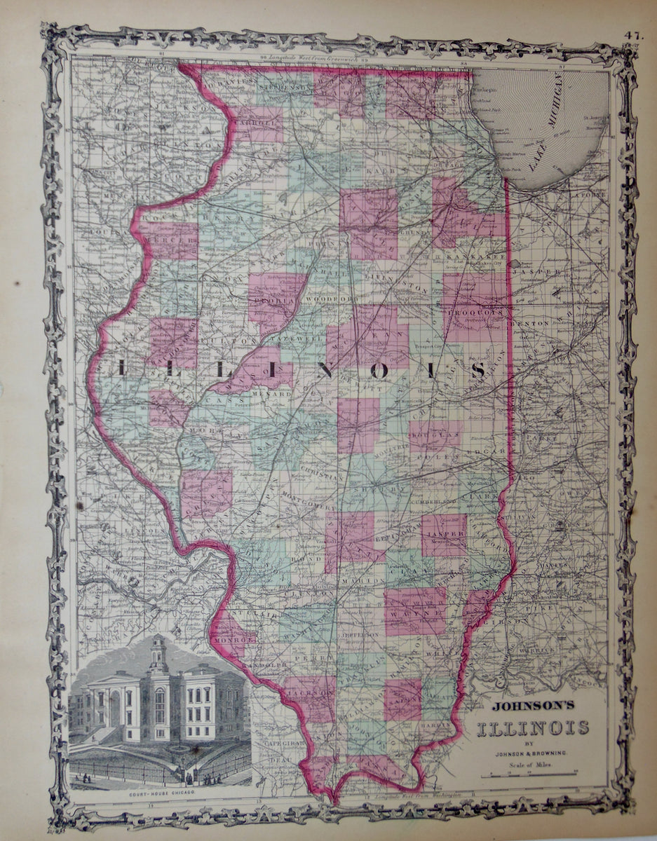 [MAP] Johnson's Illinois (c. 1860) – Haaswurth Books