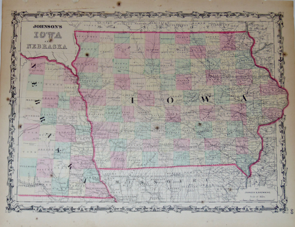 [MAP] Johnson's Iowa and Nebraska (c. 1860) – Haaswurth Books