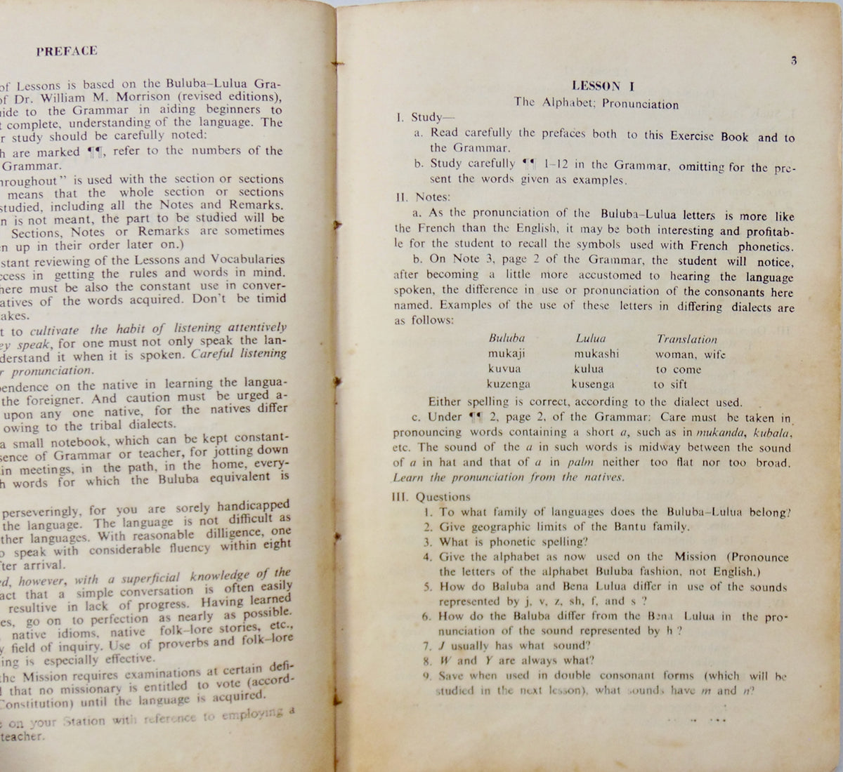 Exercise Book on Buluba-Lulua Grammar, RARE 1941 Missionary Press ...