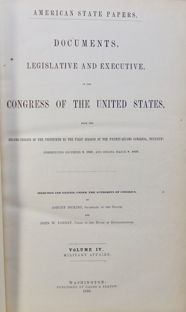 American State Papers. Military Affairs. 1828-1832 – Haaswurth Books