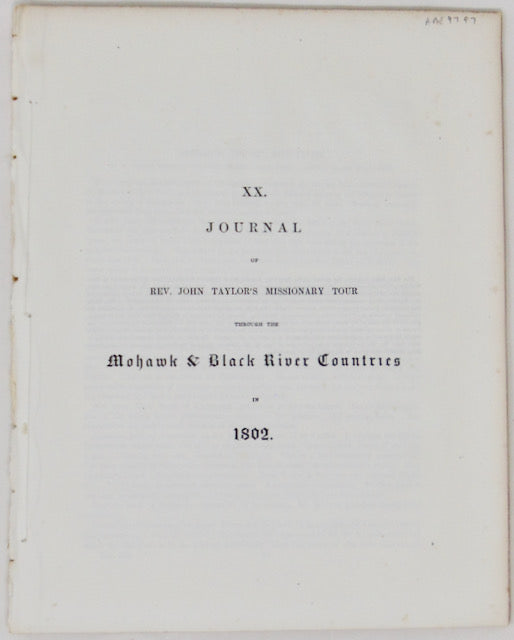 Journal of Rev. John Taylor's Missionary Tour through the Mohawk & Bla ...