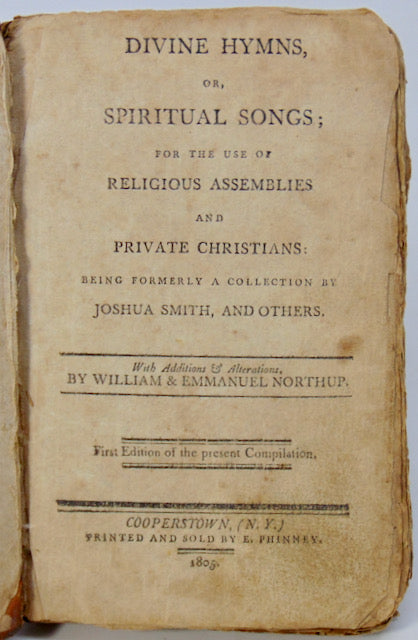 Smith. Divine Hymns or Spiritual Songs (1805) Baptist Hymnal, Cooperst ...