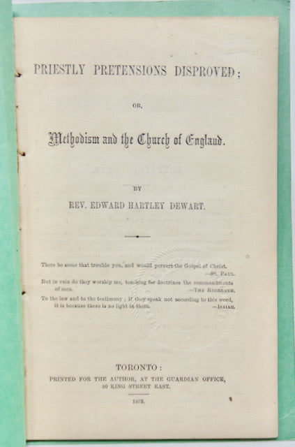 Dewart. Priestly Pretensions Disproved, Methodism Defended – Haaswurth ...