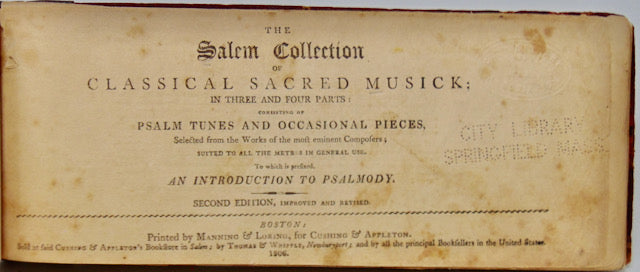 The Salem Collection of Classical Sacred Musick (1806) – Haaswurth Books